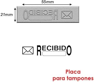 Timbre caoutchouc pour tampon encreur 55x21mm Texte Espagnol Recibido 2 ...