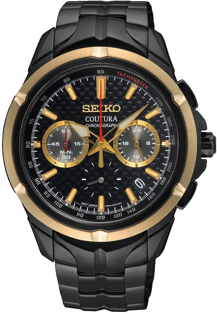 Buy Seiko Stainless Steel Men Coutura Chronograph Watch Ssb442P1, Black ...