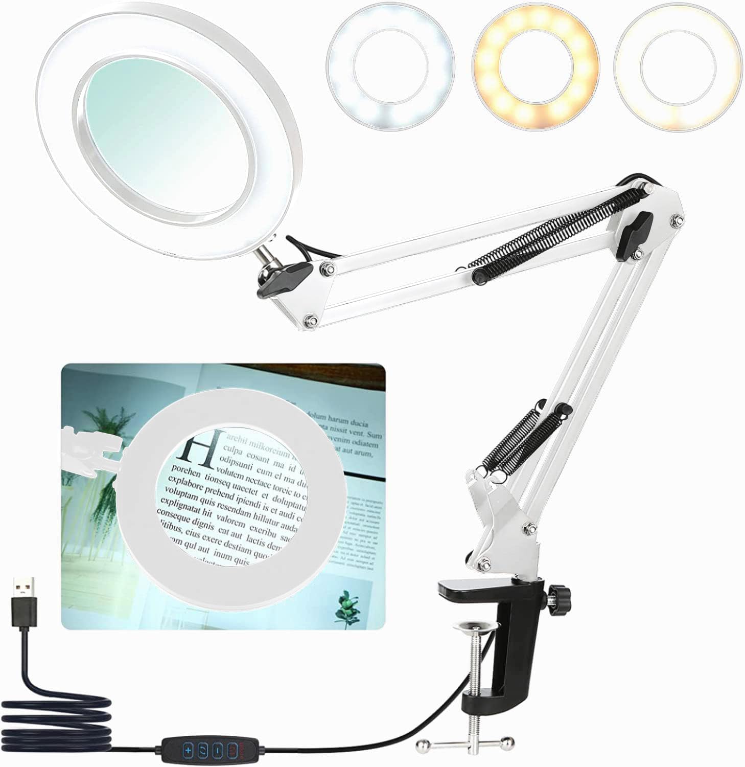 Amazon.com: 10X LED Magnifying Glass with Light, 3 Adjustable Colour Modes/10 Brightness Levels ...