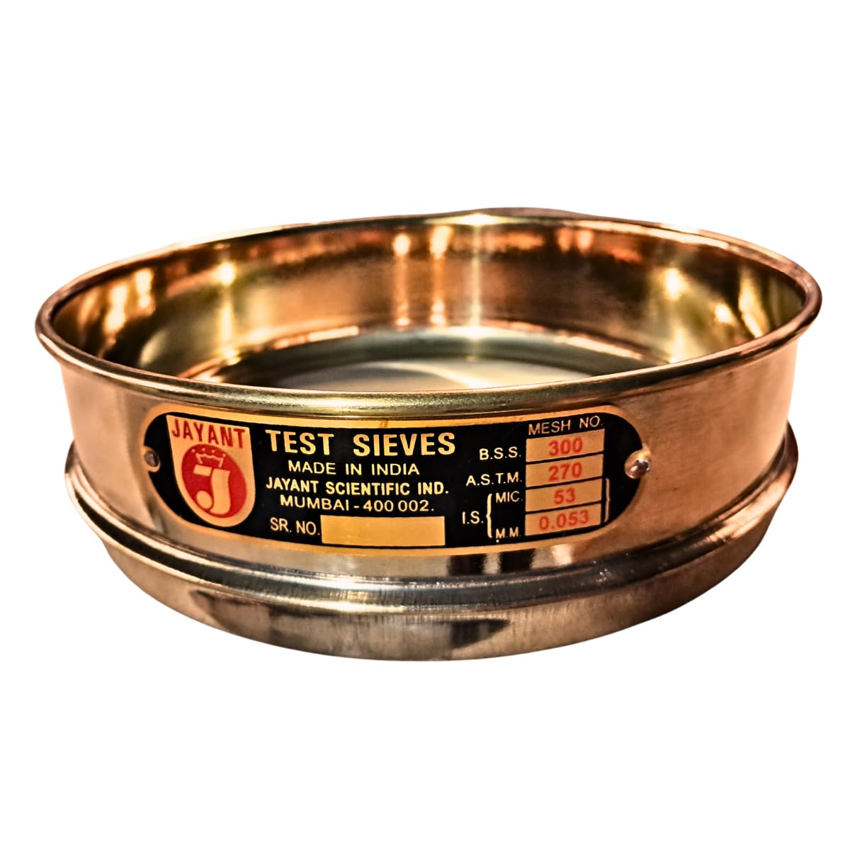 Jayant Test Sieve 200 mm Diameter BBS - 300 and ASTM - 270, 53 micron ...