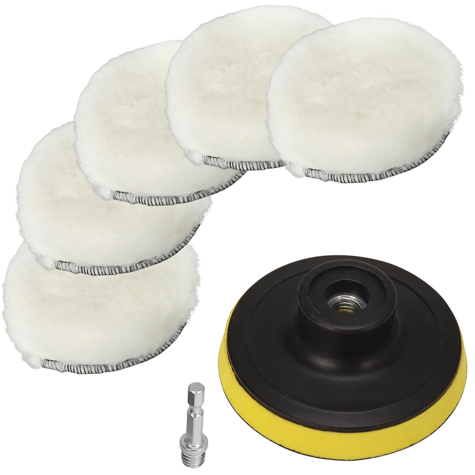 NuoDunco 7 Pieces 3 Inch Wool Polishing Pad Wool Bonnet Pad Wool ...