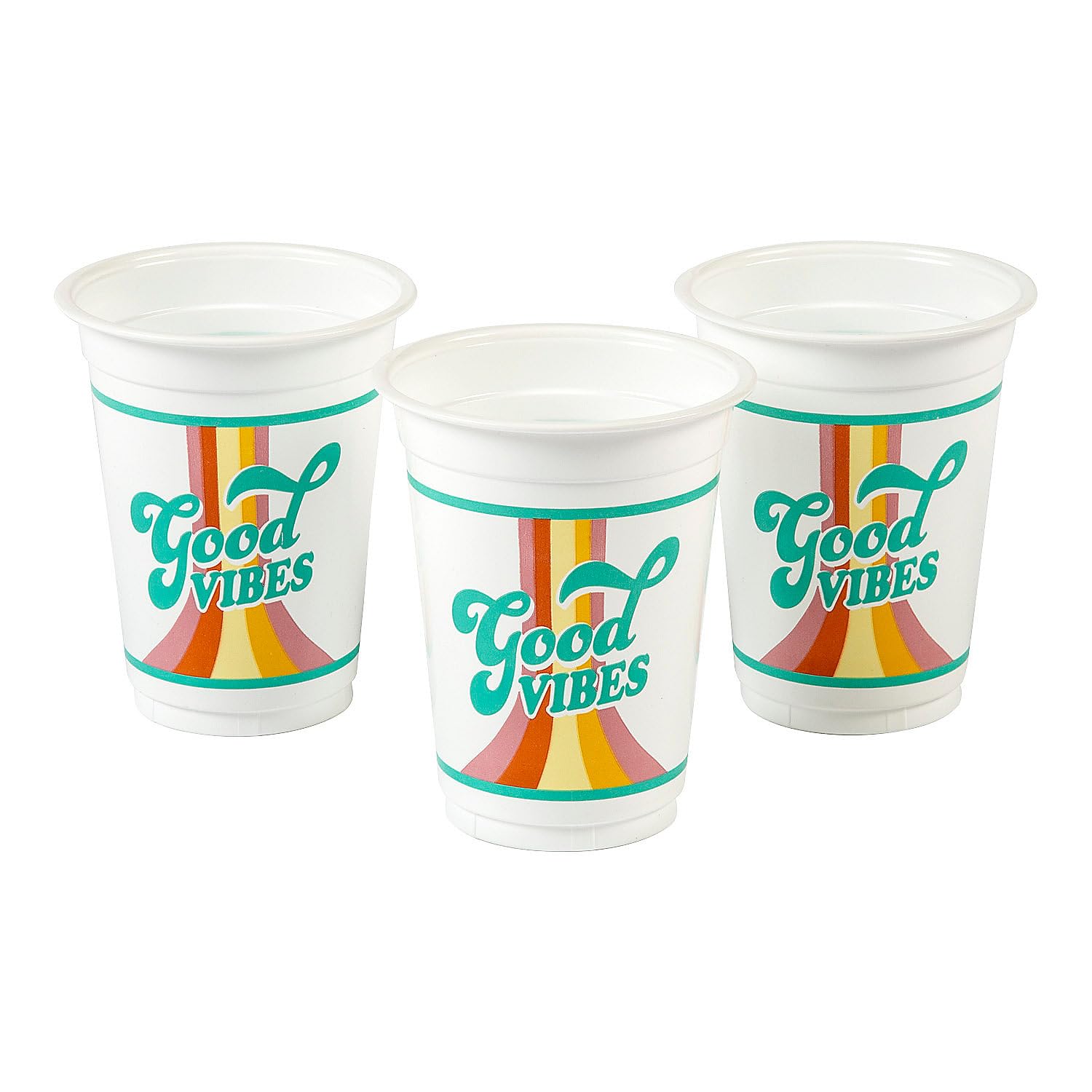 Amazon.com: Fun Express Groovy Party Good Vibes Disposable Plastic Cups ...