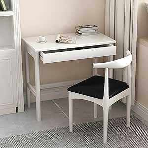 Amazon.com: LAKIQ Small Space Writing Desk with Drawer Wooden Home ...