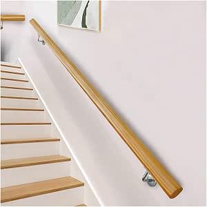 Amazon.co.jp: Stair Railing Custom Round Wood Stair Railing Kit, 2m/3m ...