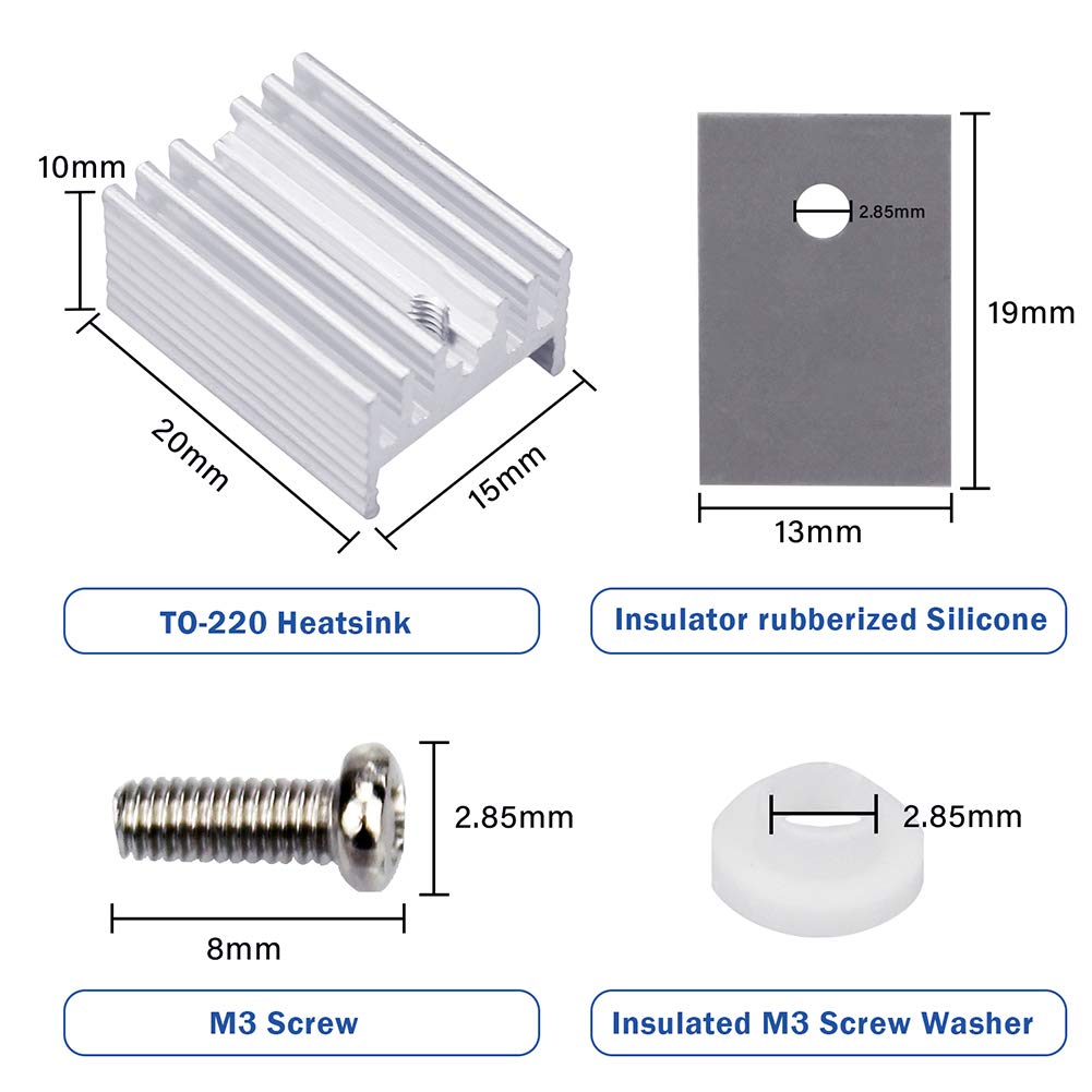 Wayintop 10 Packs To 220 Aluminum Heatsink And Insulator Mounting ...