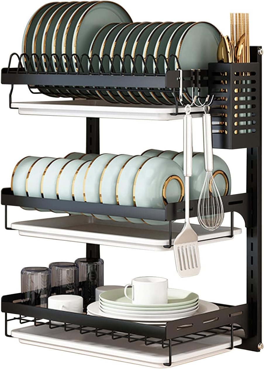 Amazon.com: Hanging Dish Rack, Wall Mounted Dish Drying Rack Large ...