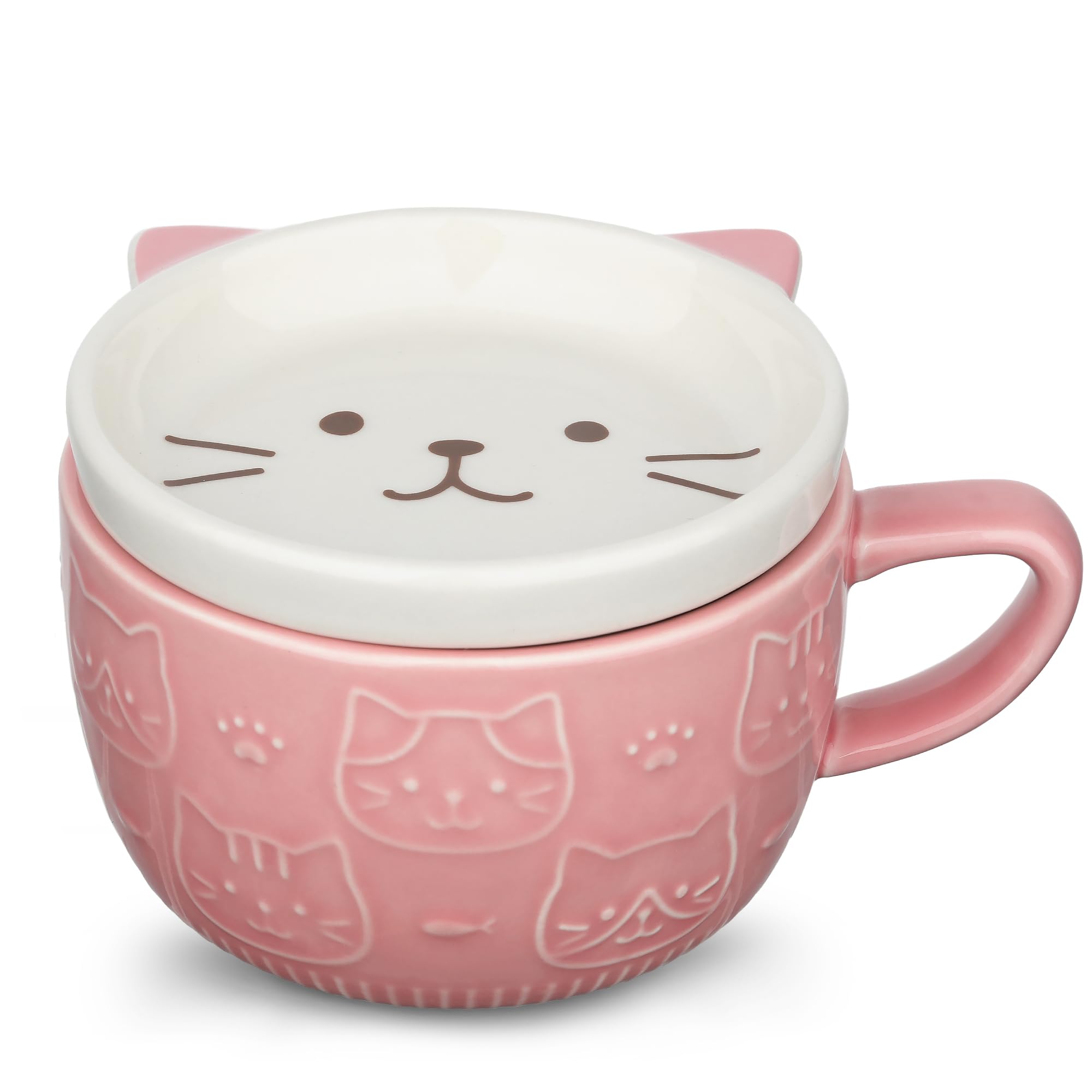 Amazon.com: Cute Ceramic Cat Coffee Mug with Lid,Kawaii Coffee Mugs or ...