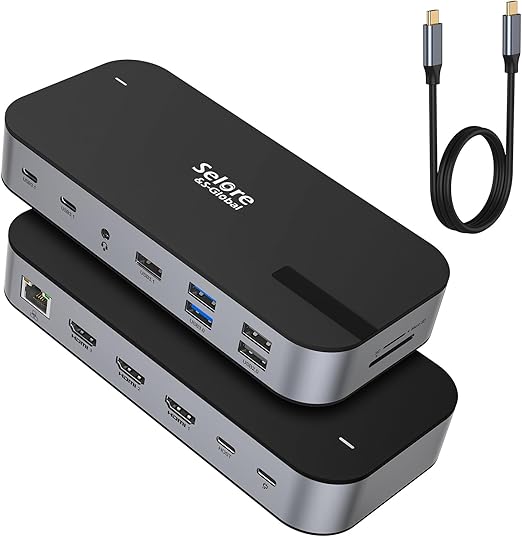 Amazon.com: Selore USB C Dock 3 HDMI, Docking Station Dual Monitor,16 ...