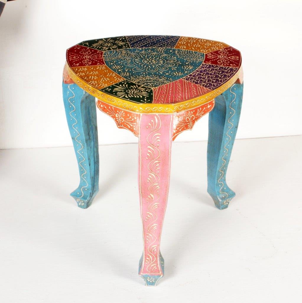 Darbar Creations Rajasthani Ethnic Handpainted Corner Stool 16 Inch ...