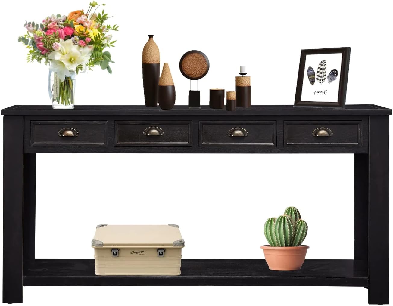 Amazon.com: JSUN7 Console Table with 4 Drawers, 60 Inch Sofa Tables ...