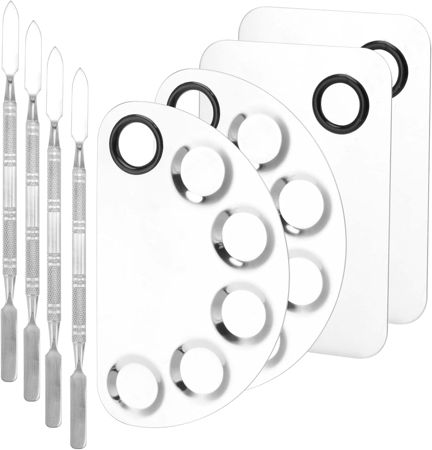 Amazon.com: JAPCHET 4 Pack Stainless Steel Metal Makeup Mixing Palette ...