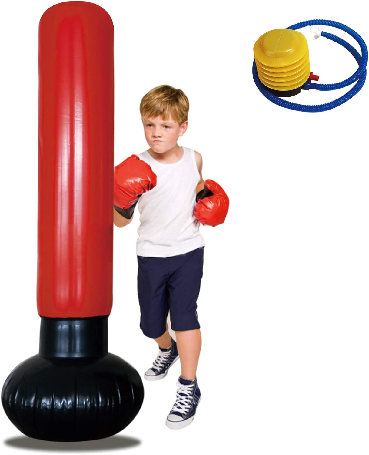 KIKILIVE Standboxsäcke Boxsack Kinder 160cm, Aufblasbare Boxsäule ...