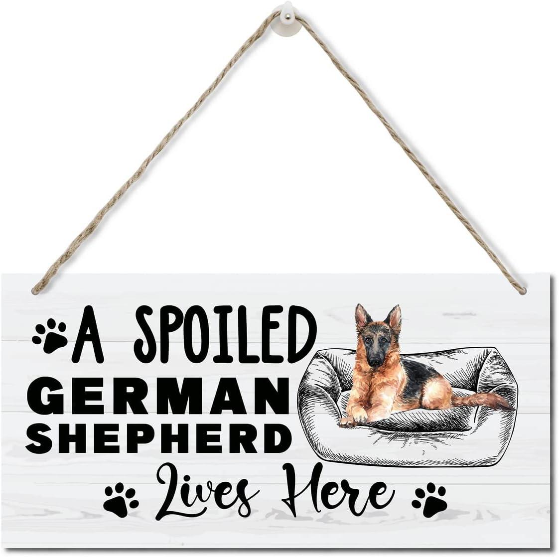 Amazon.com: Funny German Shepherd Lives Here Wood Plaque Sign - Home ...