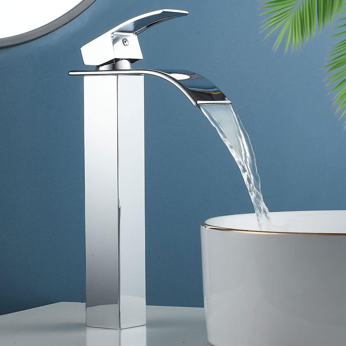Funime Basin Taps Mixer Waterfall Bathroom Sink Tap Mixers Mono Chrome ...