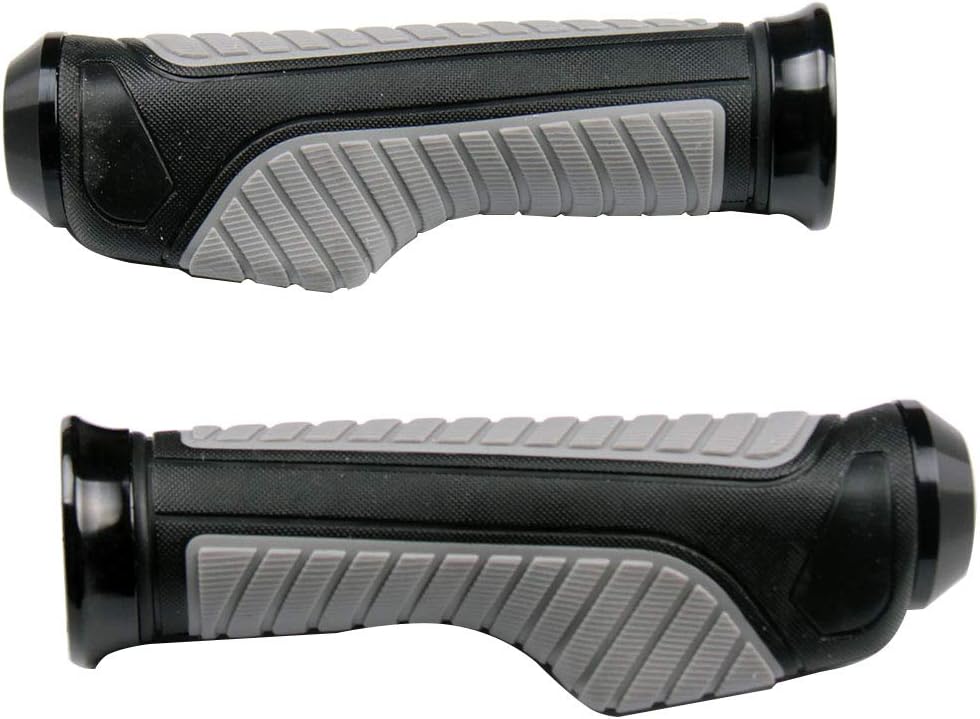 MotorToGo Gray Handlebar Gel Hand Grips with Black End Cap Compatible ...
