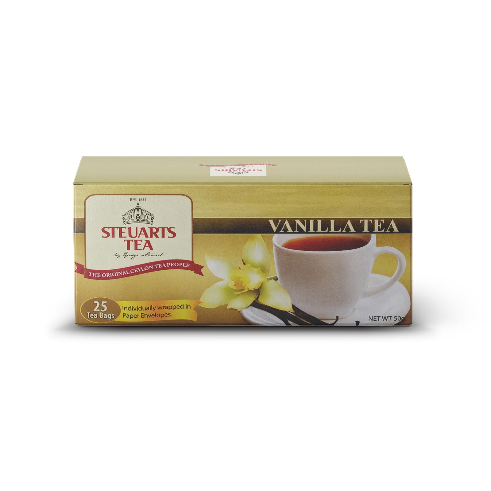 Steuarts Tea - Vanilla Flavoured Ceylon Black Tea bags 25 count – 30g ...