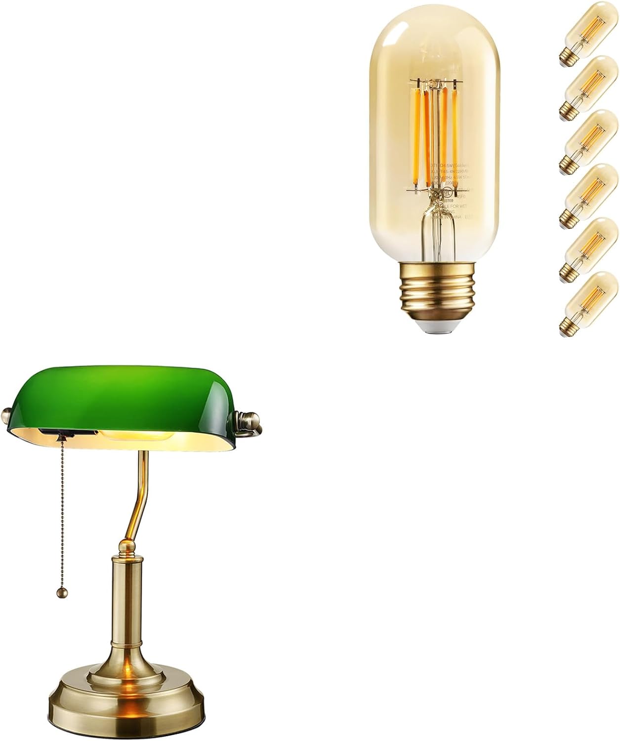 TORCHSTAR Green Glass Bankers Desk Lamp, UL Listed, E26 Base, Vintage ...