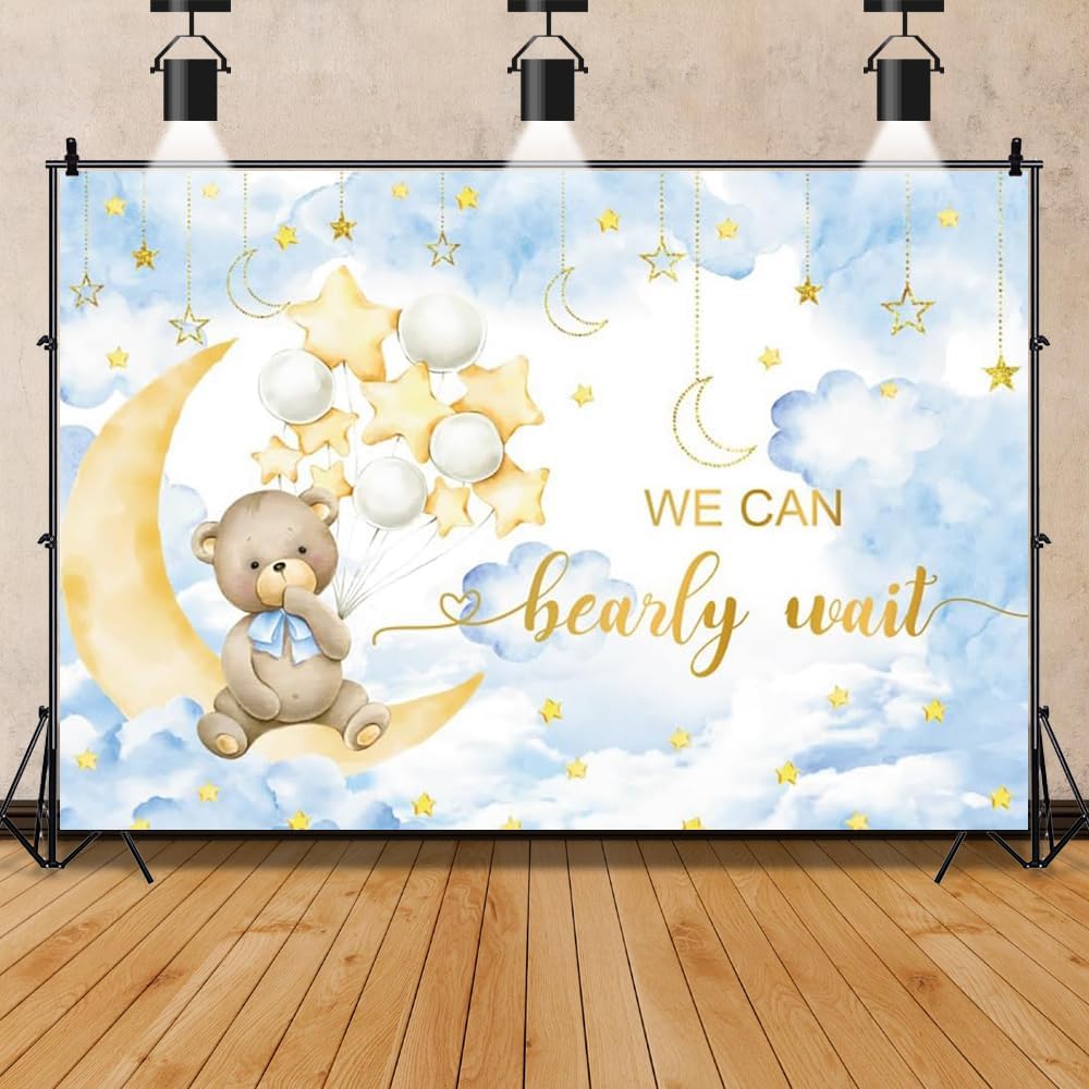 Amazon.com : We Can Bearly Wait Backdrop 8x6ft Baby Shower Cute Bear ...