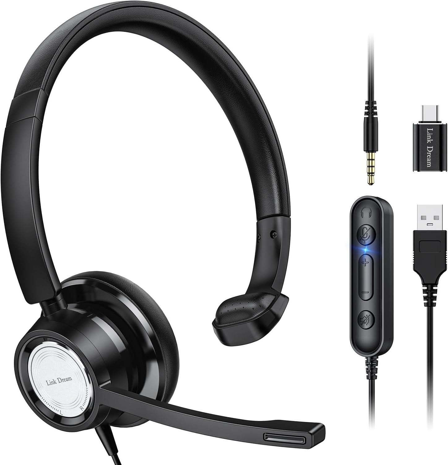 Link Dream USB Headsets with Microphone, Headset Headphones for Laptop ...