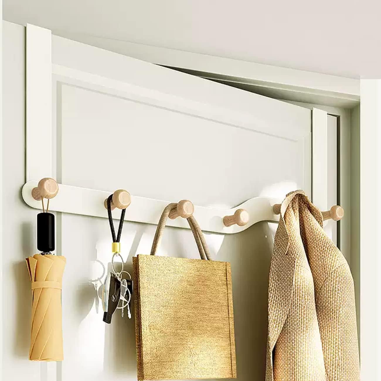 Amazon.com: LAKNUY Over The Door Hooks Hanger for Clothes with 6 Wooden ...
