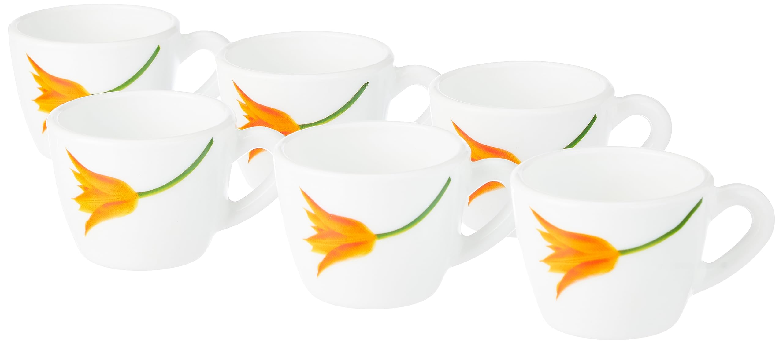 Buy Larah By Borosil Firefly Opalware Cup Set of 6 pcs | Tea/Coffee ...