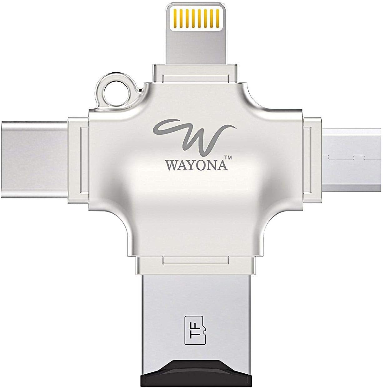 Wayona 4 in 1 OTG Card Reader Four Ports : Lightning Type C Micro USB ...