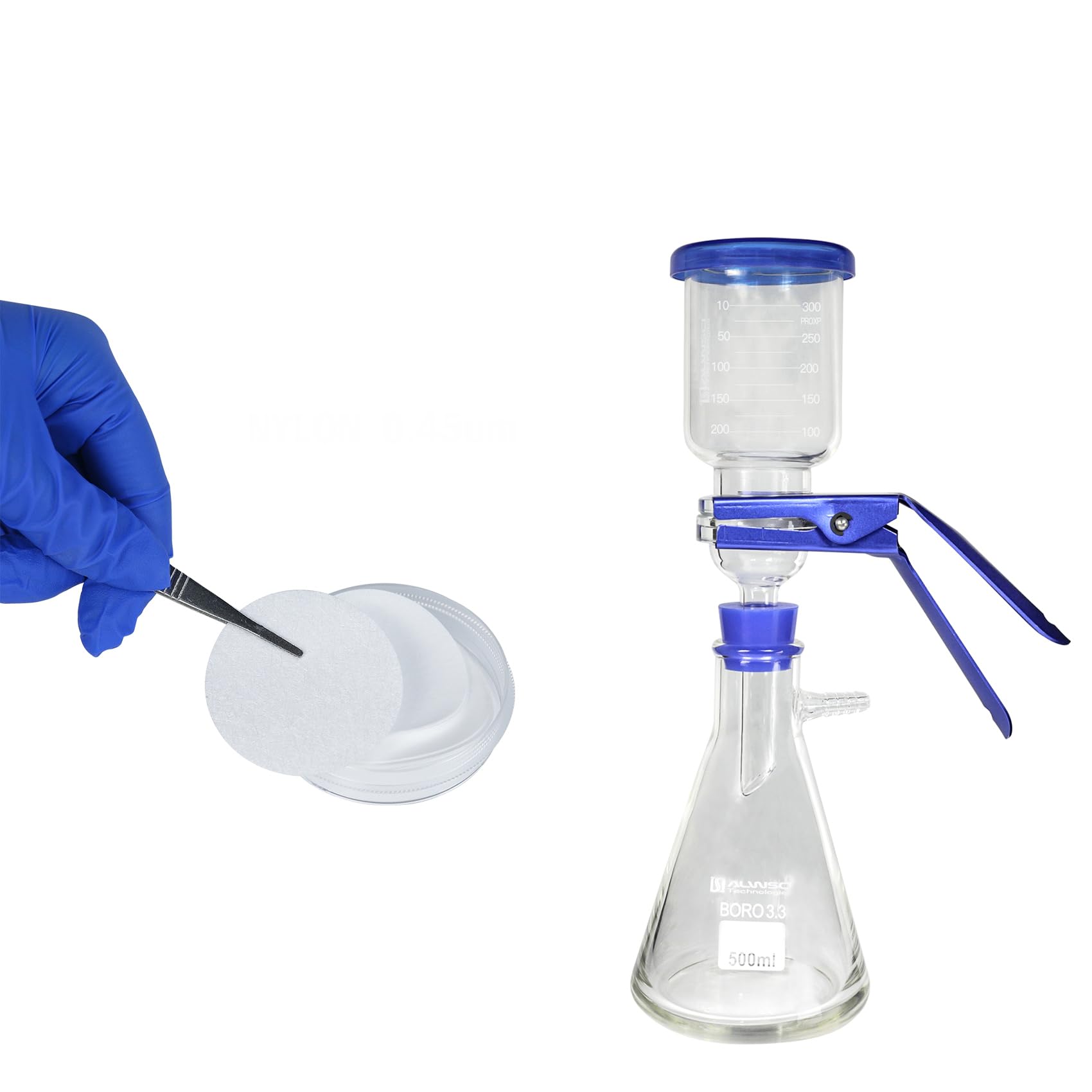 500ML Vacuum Filtration, PVDF Hydrophobic Membrane Filter 47mm 0.45um ...