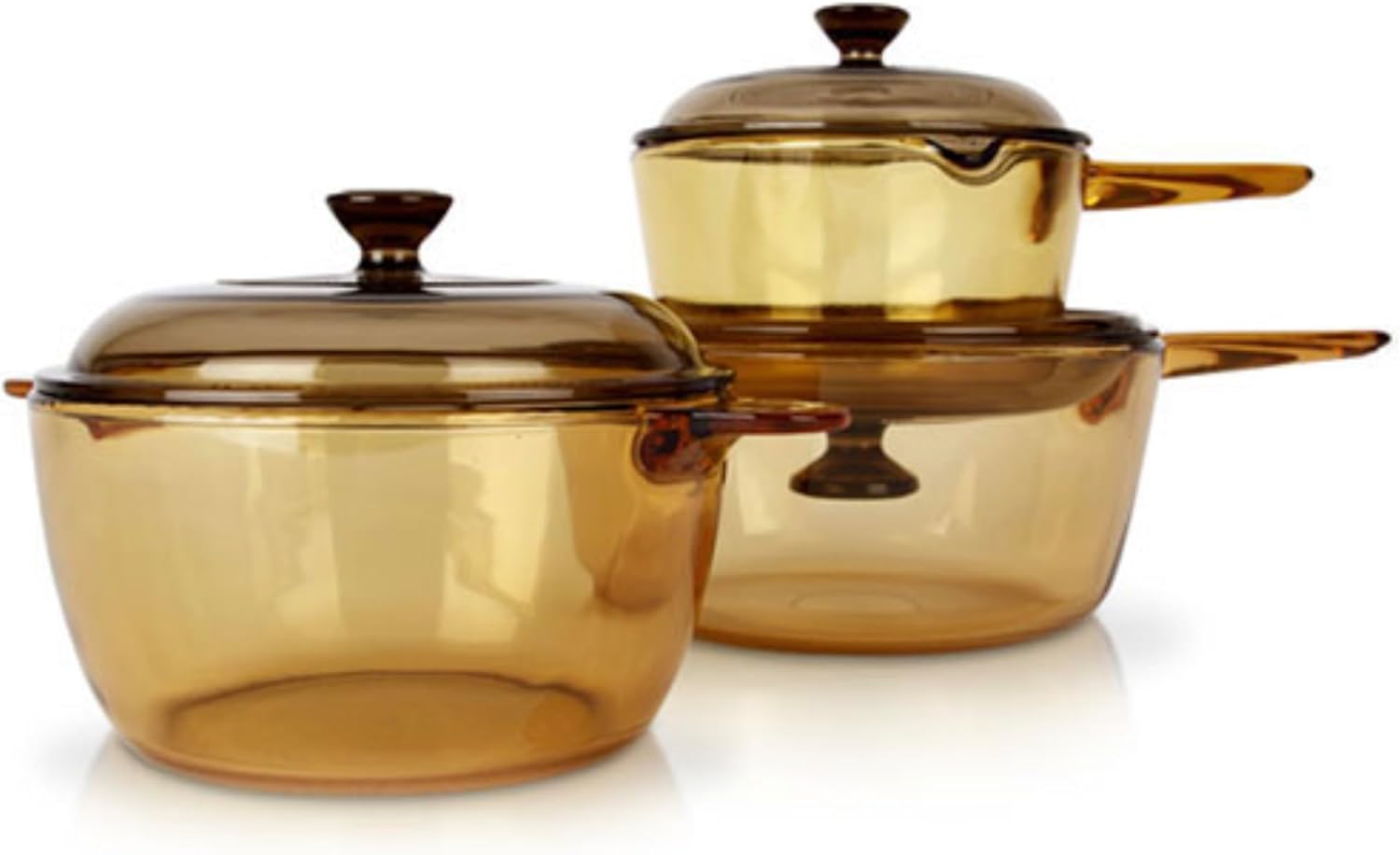 Visions Glass Cookware Saucepans Set - 6-Piece Non-Induction Heat ...