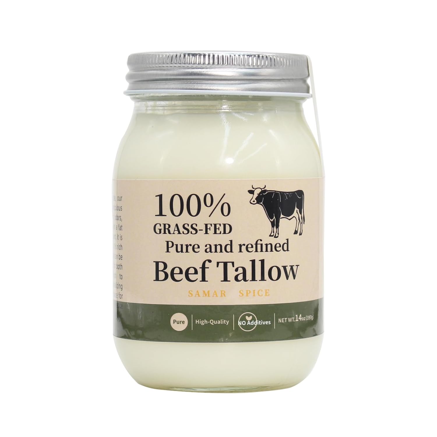 Amazon.com: Beef Tallow for Cooking 100% Grass-Fed (14oz) - Pure ...
