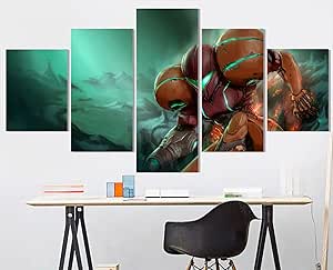 Amazon.com: Set 5 Canvas Print Metroid Background Landscape Art for ...