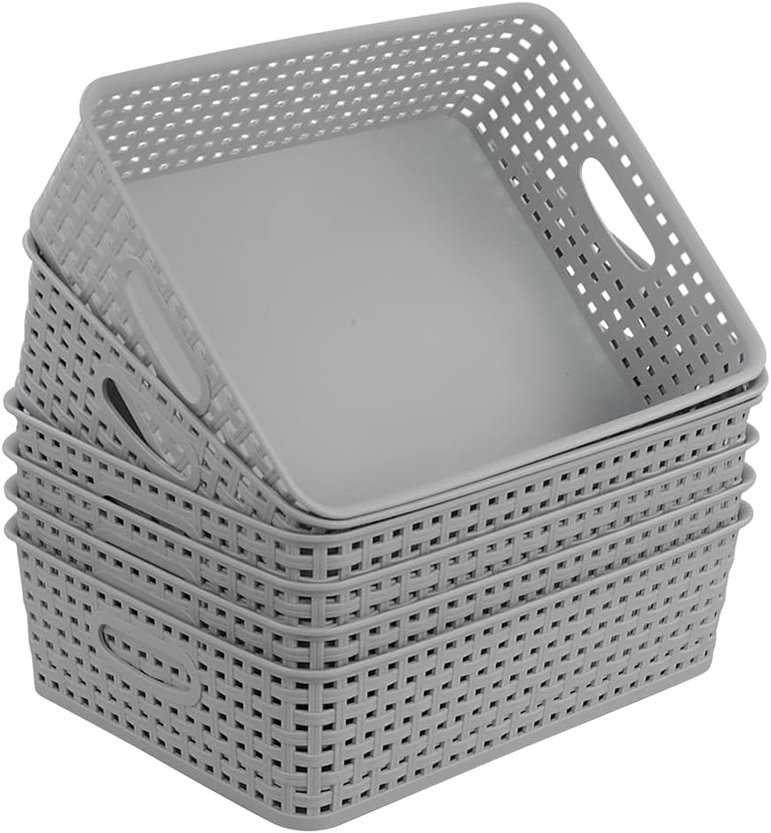 Annkky A4 Desktop Plastic Storage Basket Tray, Shallow Storage Trays ...