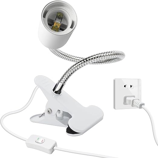 Desk Clip Lamp Holder, Clip on Light with Metal Clip Base,360° Flexible ...