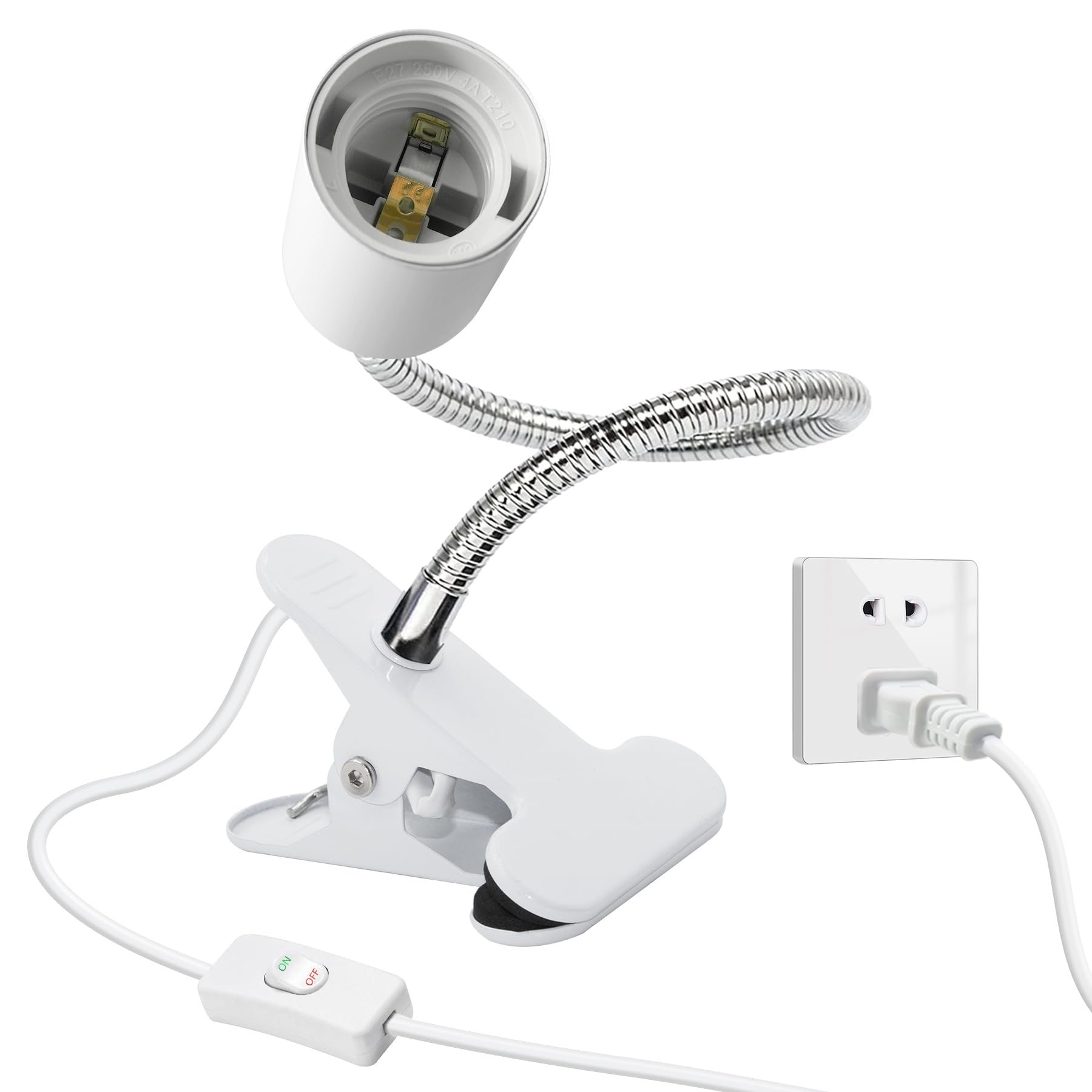 Desk Clip Lamp Holder, Clip on Light with Metal Clip Base,360° Flexible ...
