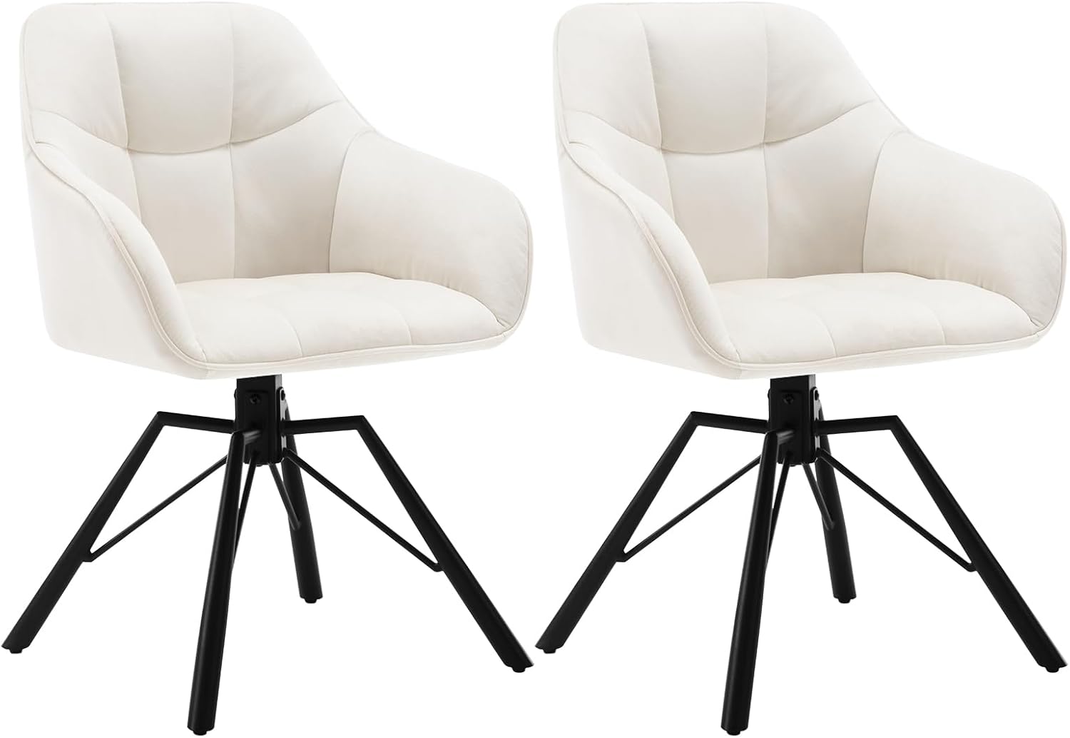 WOLTU Set di 2 Sedie per Sala da Pranzo Girevoli a 360°, Sedie da Cucina Imbottite con Gambe in ...