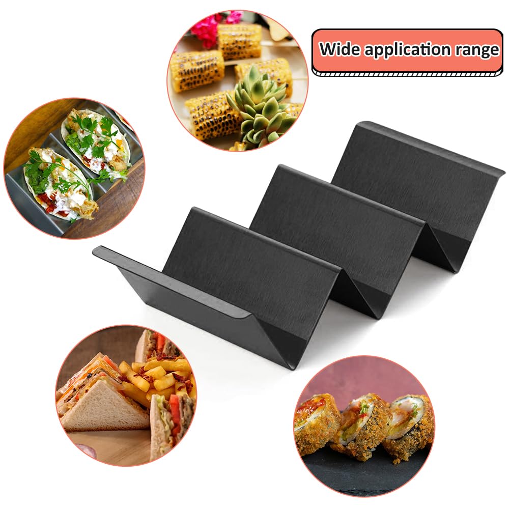 Snapklik.com : Black Taco Holder Stand,Set Of 6 Stainless Steel Taco ...