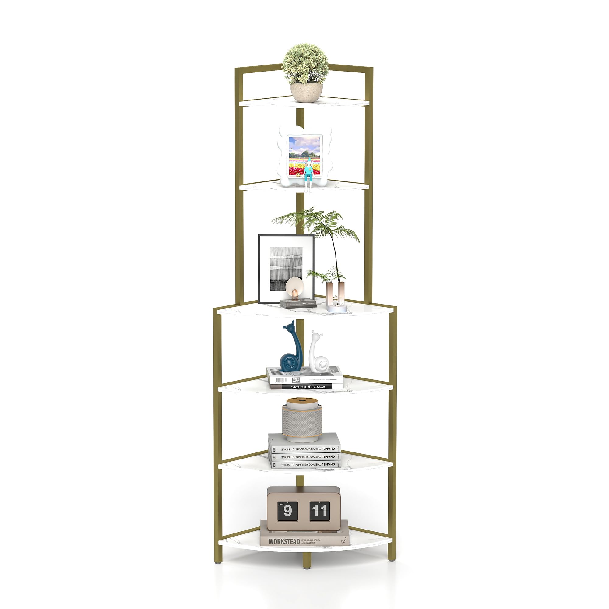 Amazon.com: 6-Tier Open Corner Shelf Modern Bookcase Freestanding ...