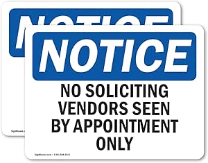 Amazon.com: (2 Pack) No Soliciting Vendors Seen By Appointment Only ...