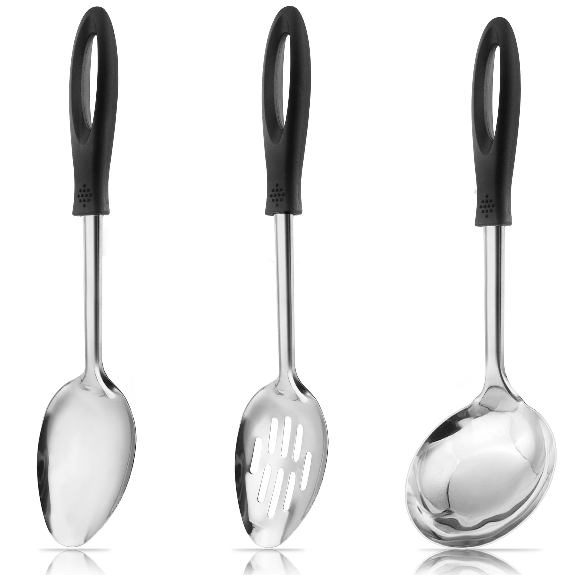 Amazon.com: MUJINON 12.5-in Serving Spoons Set, 18/0 Stainless Steel ...