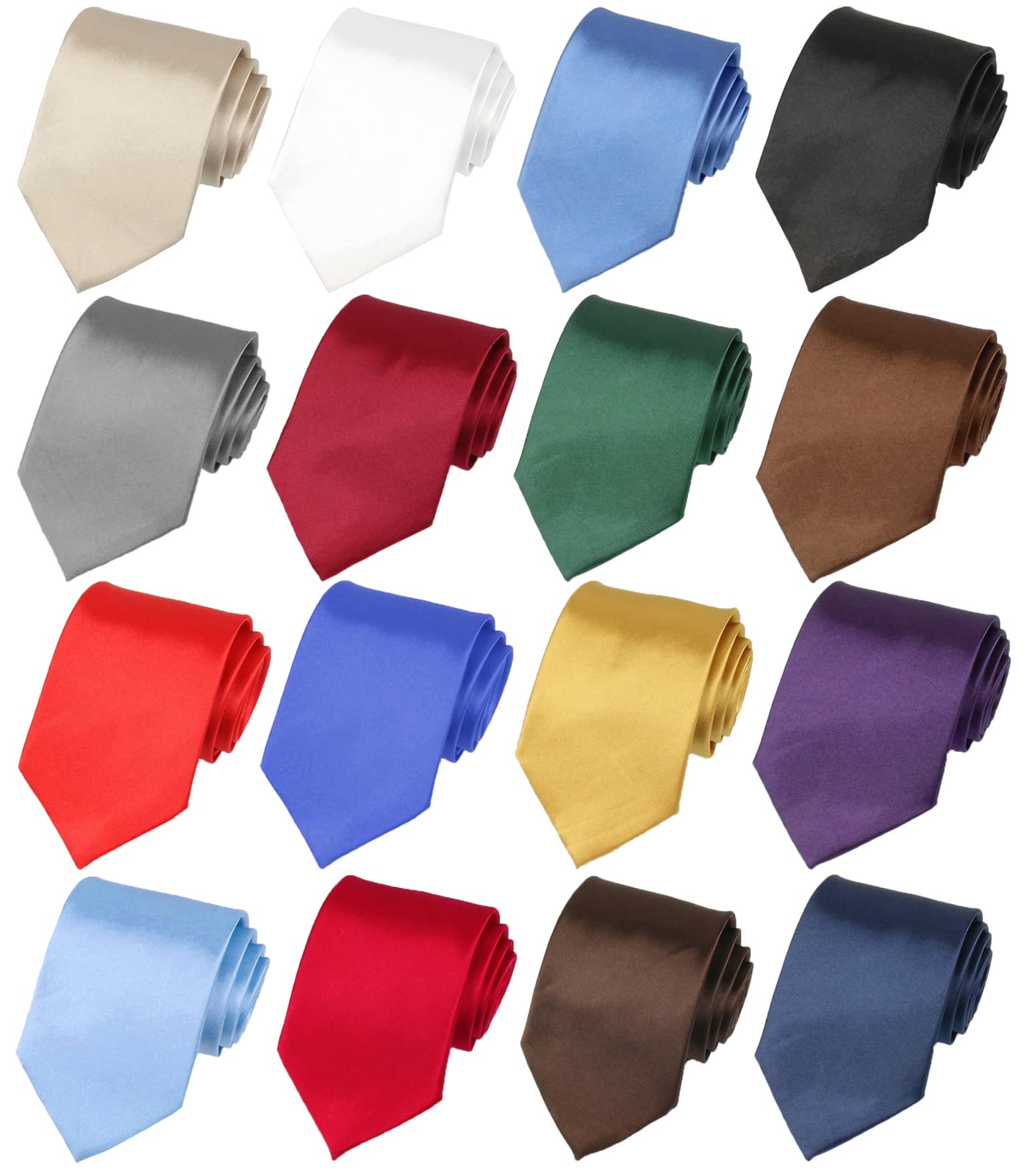 16 Pieces Satin Ties Solid Color Ties Set Formal Necktie Tie for Men ...
