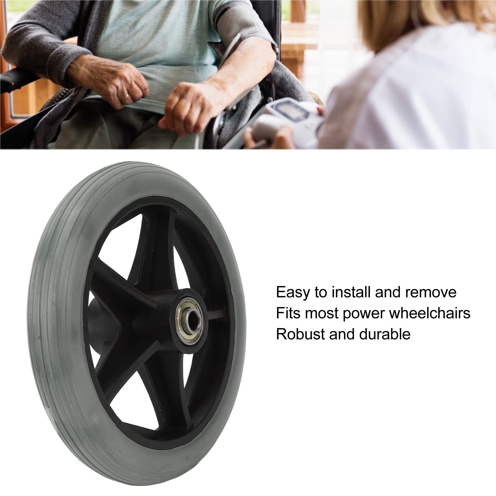 6 Inch Rubber Wheel Replacement Wheelchair Front Wheels Rollator Walker ...