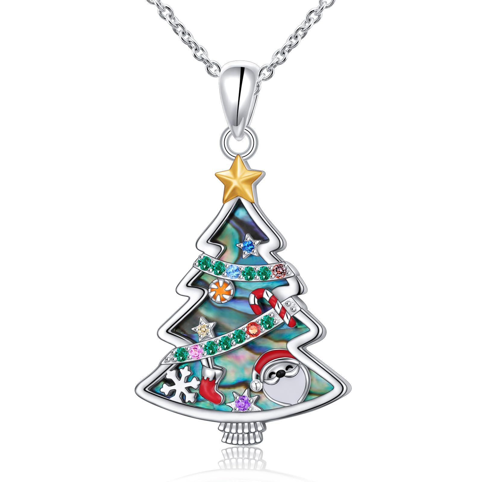 Amazon.com: FLYOW Christmas Tree Pendant Necklace for Women S925 ...