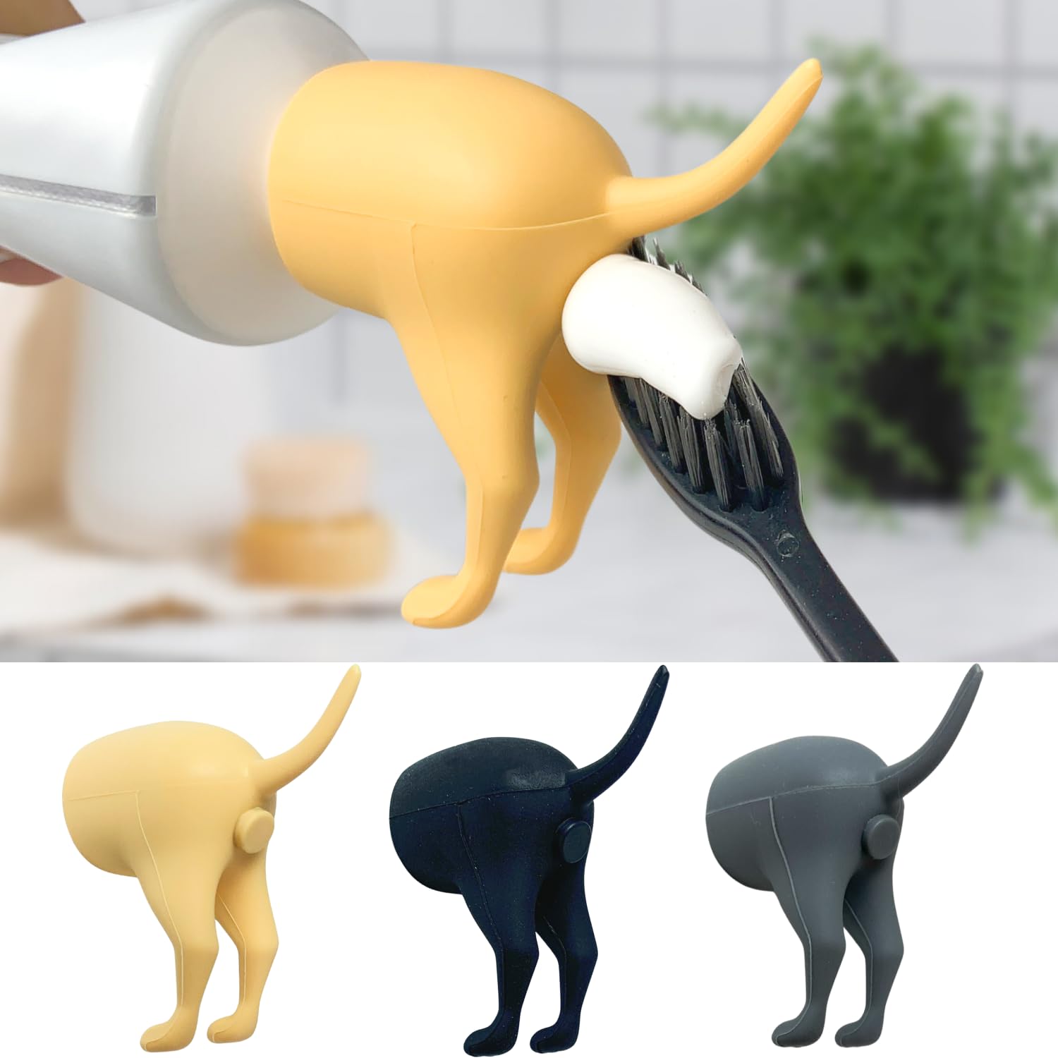 3PCS Pooping Dog Butt Toothpaste Topper, Silicone Funny Dog Pooping ...