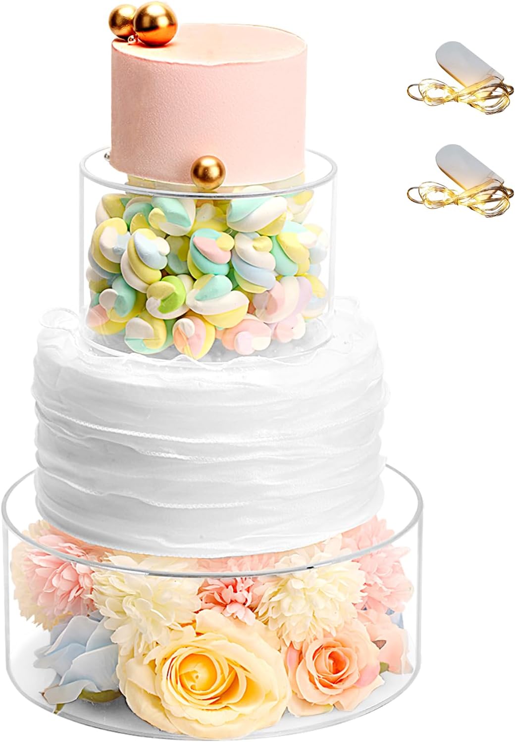 Amazon.com: Sunnyray 2 Pcs Acrylic Cake Stands for Dessert Table Clear ...