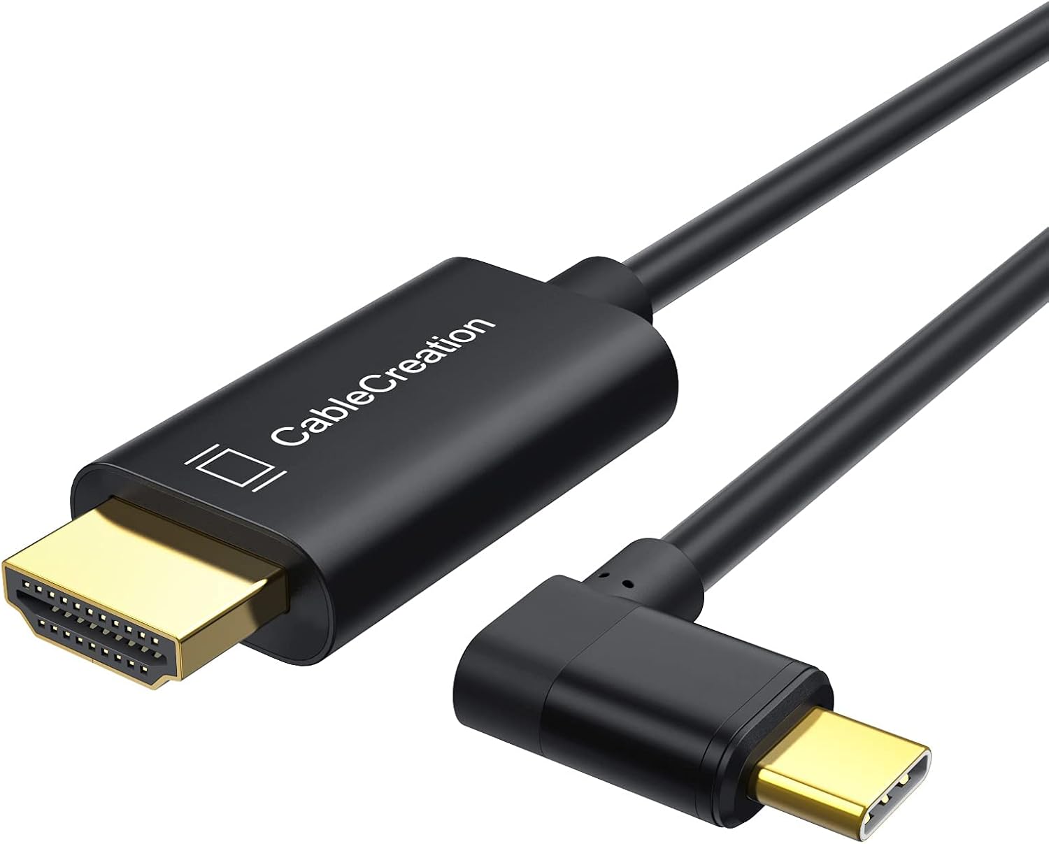 Amazon.com: CableCreation Right Angle USB C to HDMI 4K 6FT, HDMI to USB ...