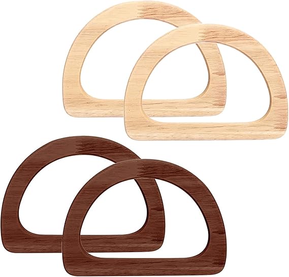 4Pcs D-Shaped Wooden Handbag Handle Wood Bag Oval Handles Frame Wooden ...
