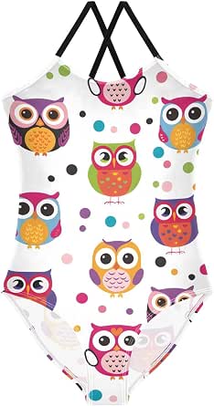 Amazon.com: J JOYSAY Colorful Cute Owls Girls One Piece Swimsuits ...