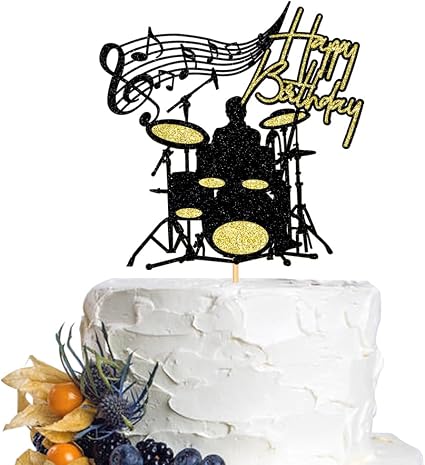 Amazon.com: Dcokska Drum kit Happy Birthday Cake Topper-Drummer ...
