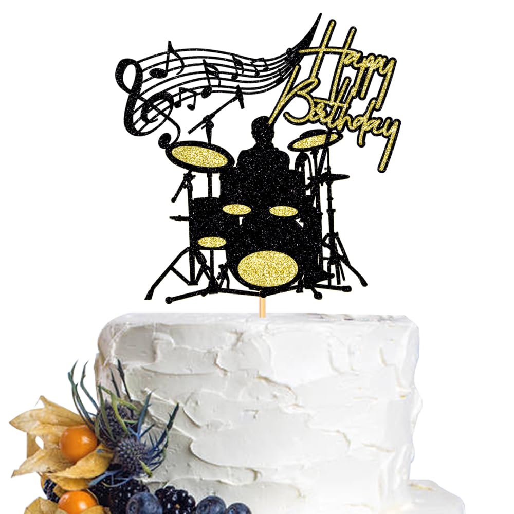 Pin Drumset Cake Topper Drum Set Metal Art In Black