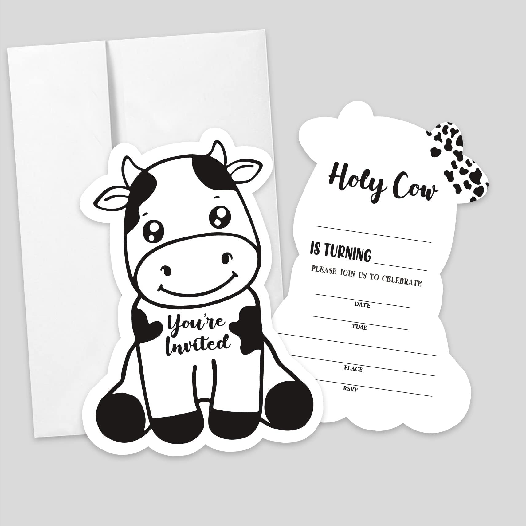 Amazon.com : YQV Birthday Invitations, 4"x6" Cow Birthday Party ...