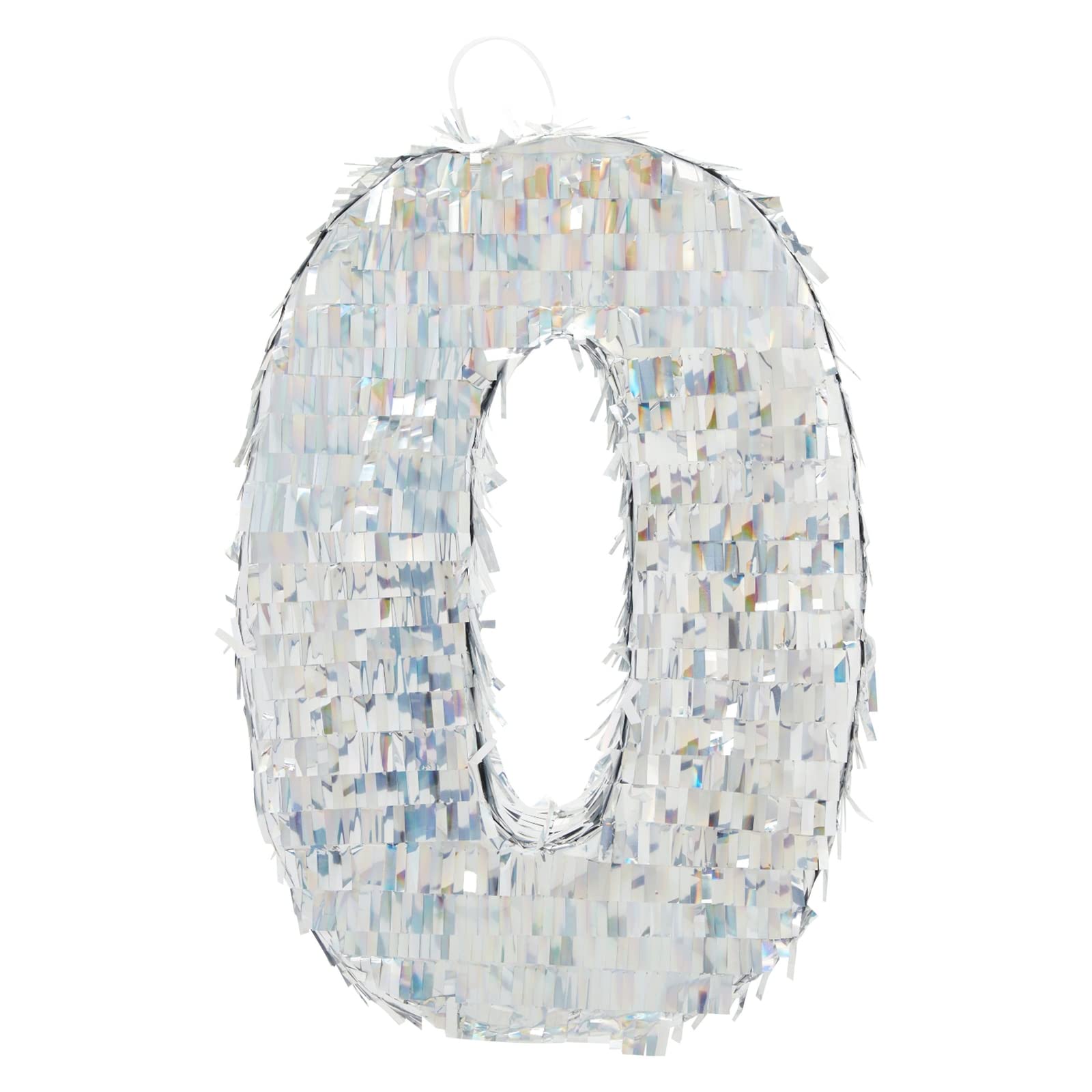 15.7x9x3 Inch Pinata Silver Holographic Number 0 Pinata - Small Foil ...